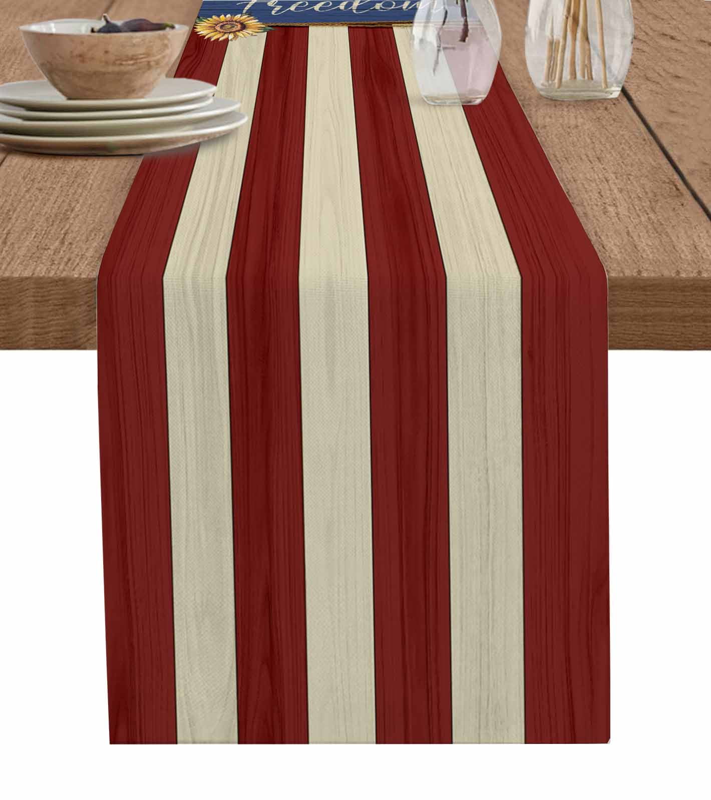 4th of July Table Runner Cotton Linen 48 Inch Holiday Dresser Scarves ...