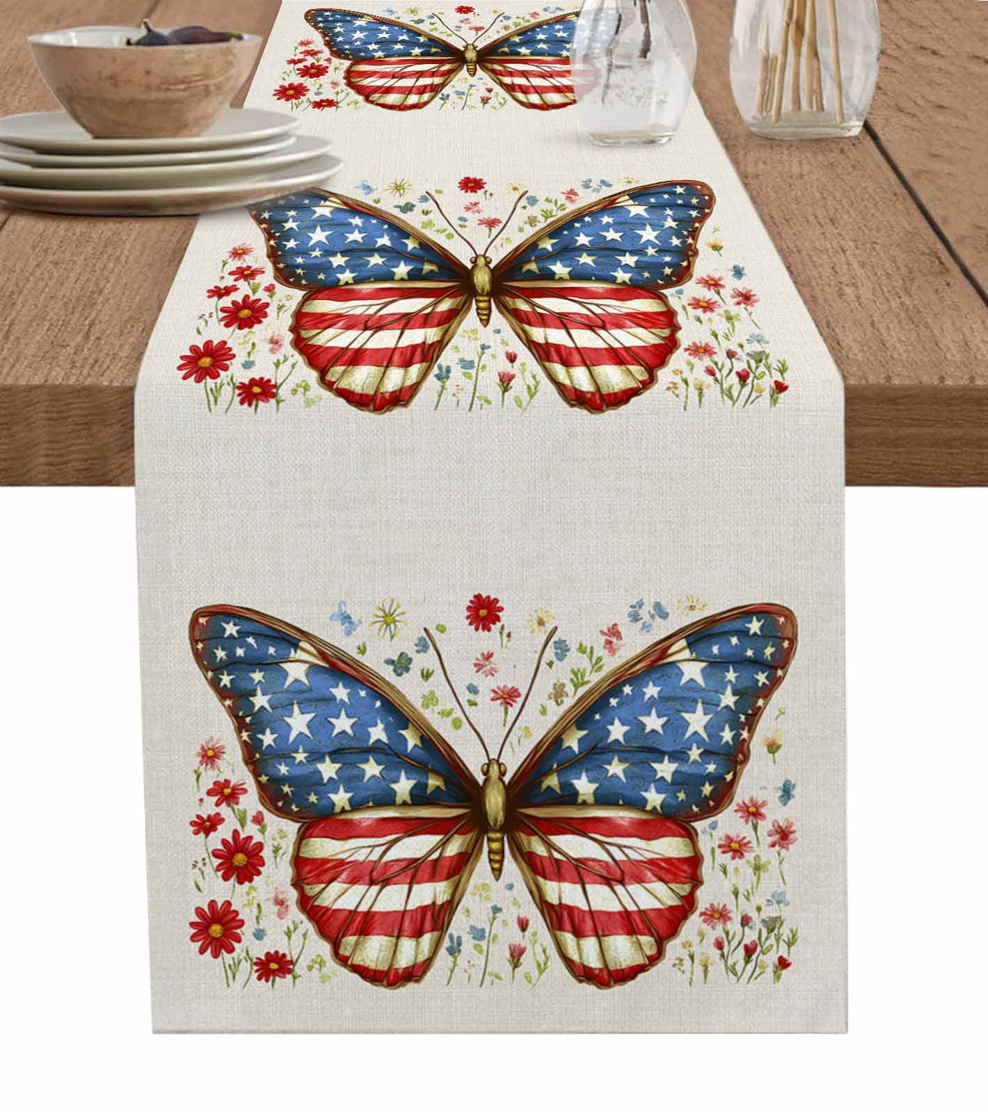 4th of July Table Runner Cotton Linen 60 Inch Holiday Dresser Scarves ...