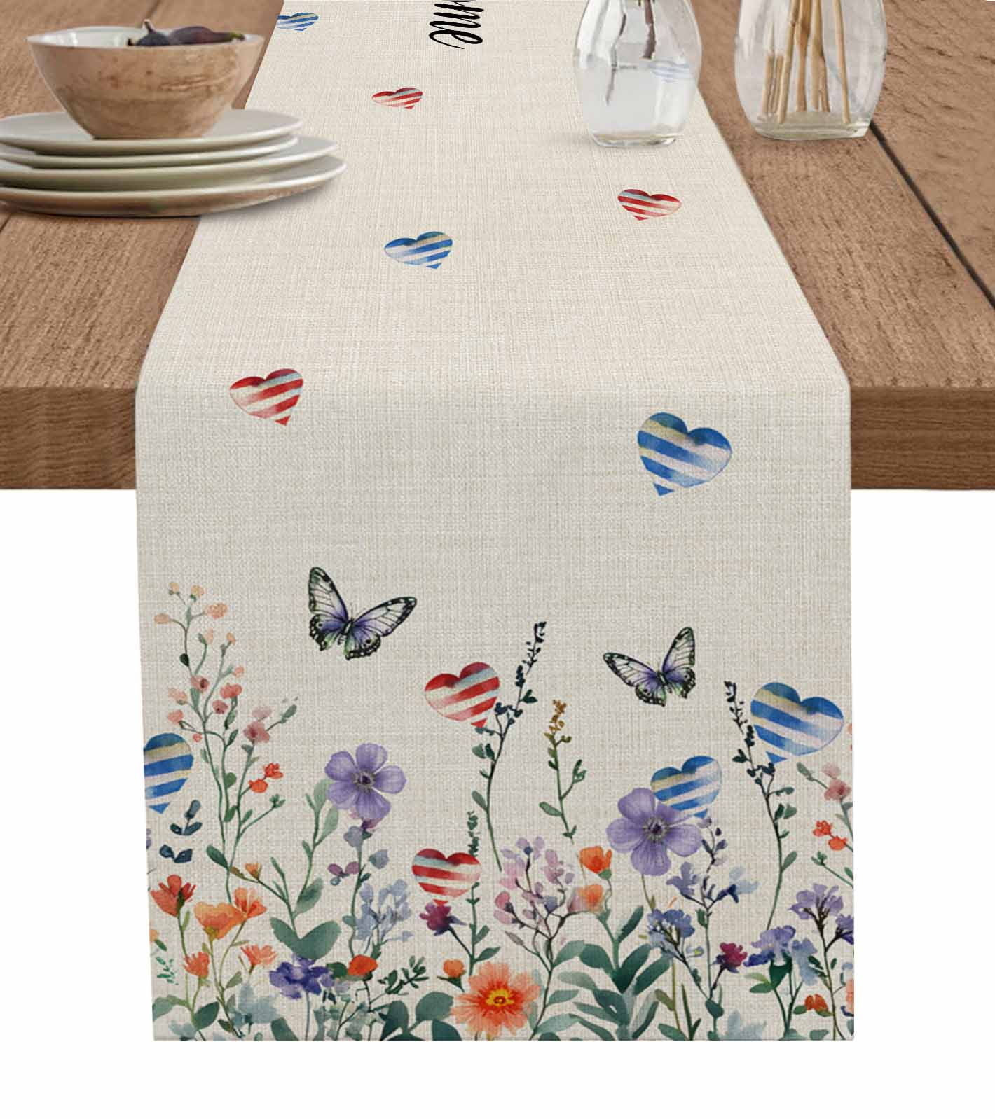 4th of July Table Runner Cotton Linen 72 Inch Holiday Dresser Scarves ...