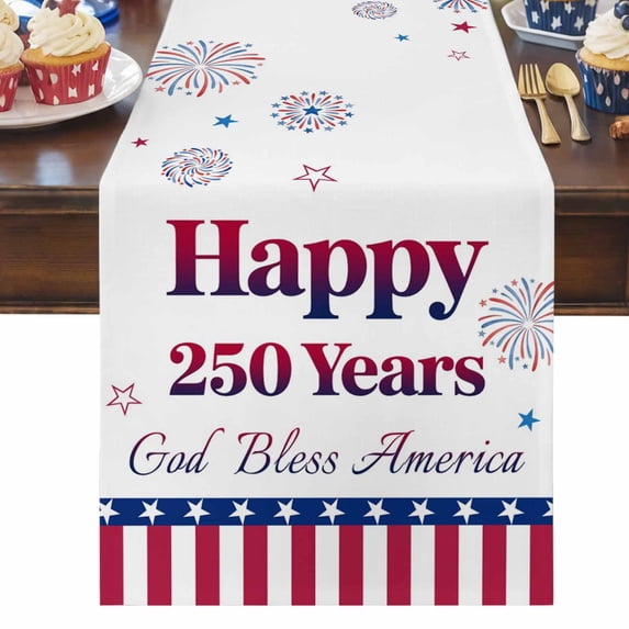 4th of July Table Runner Happy 250 Years Table Runners Patriotic Star ...