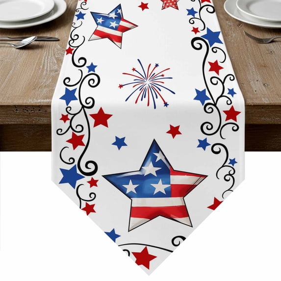 4th of July Table Runner Linen Burlap Table Runner 120 Inches Long ...