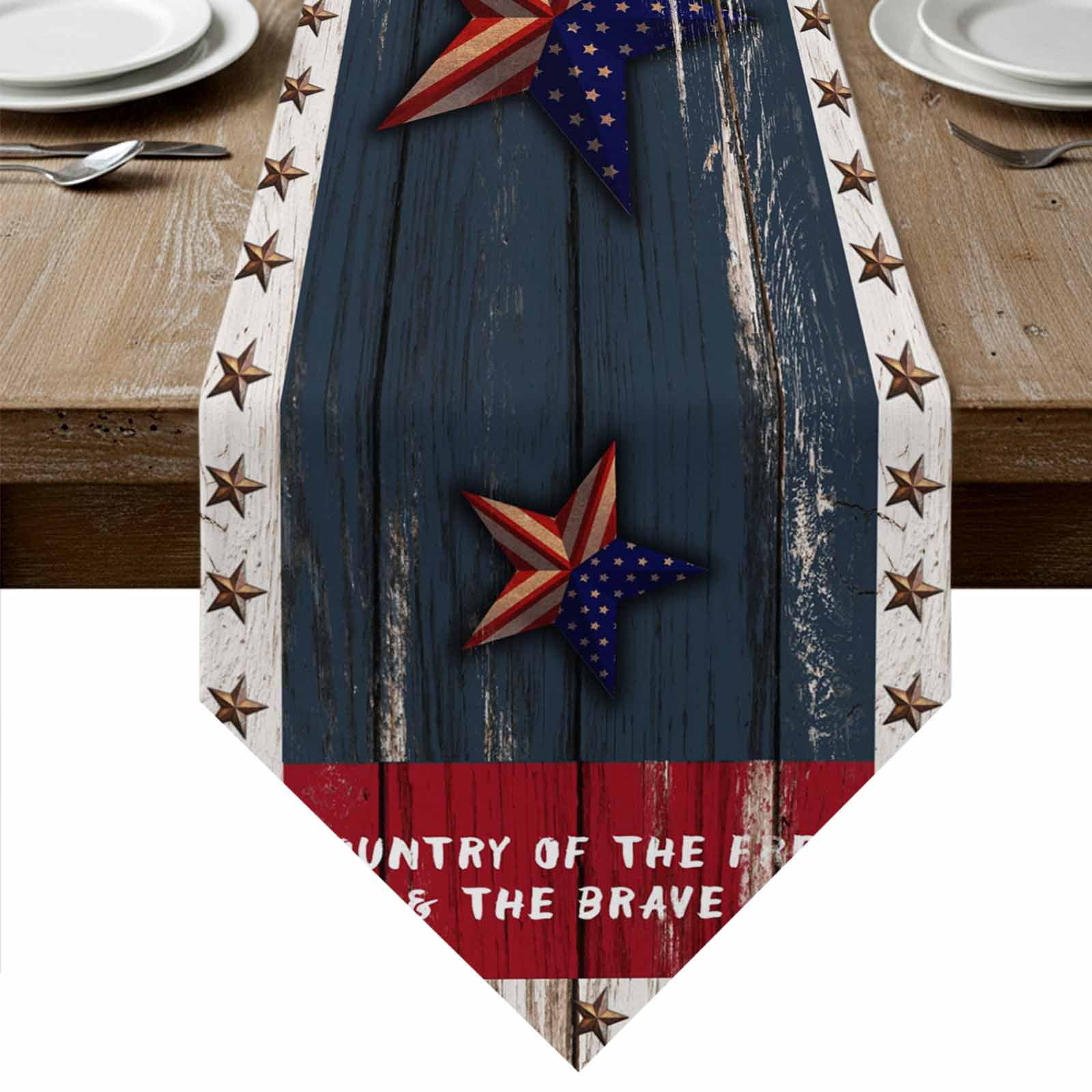 4th of July Table Runner Linen Burlap Table Runner 48 Inches Long ...
