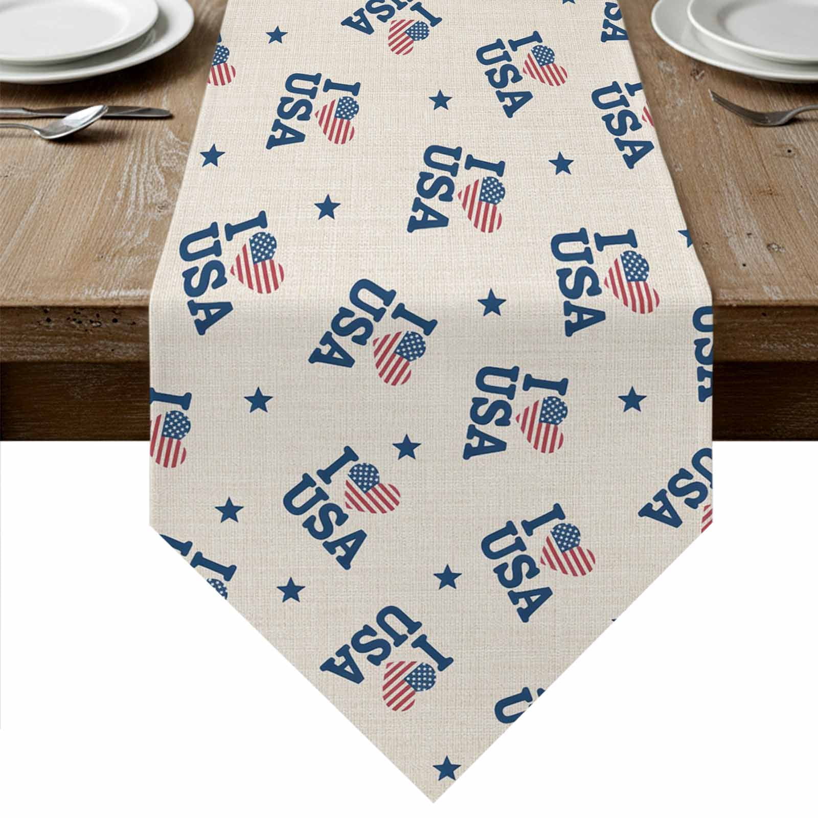 4th of July Table Runner Linen Burlap Table Runner 48 Inches Long I ...