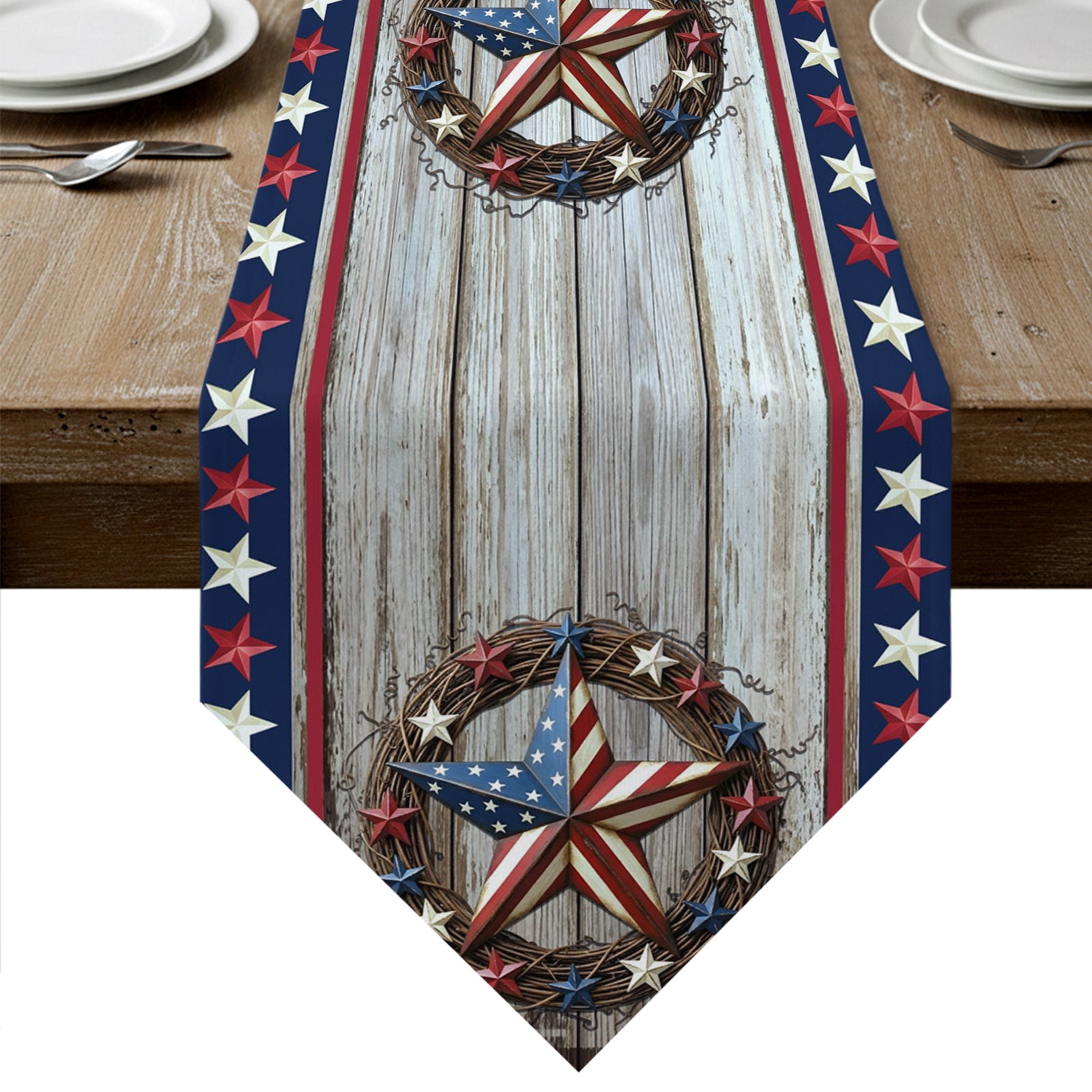 4th of July Table Runner Linen Burlap Table Runner 60 Inches Long ...