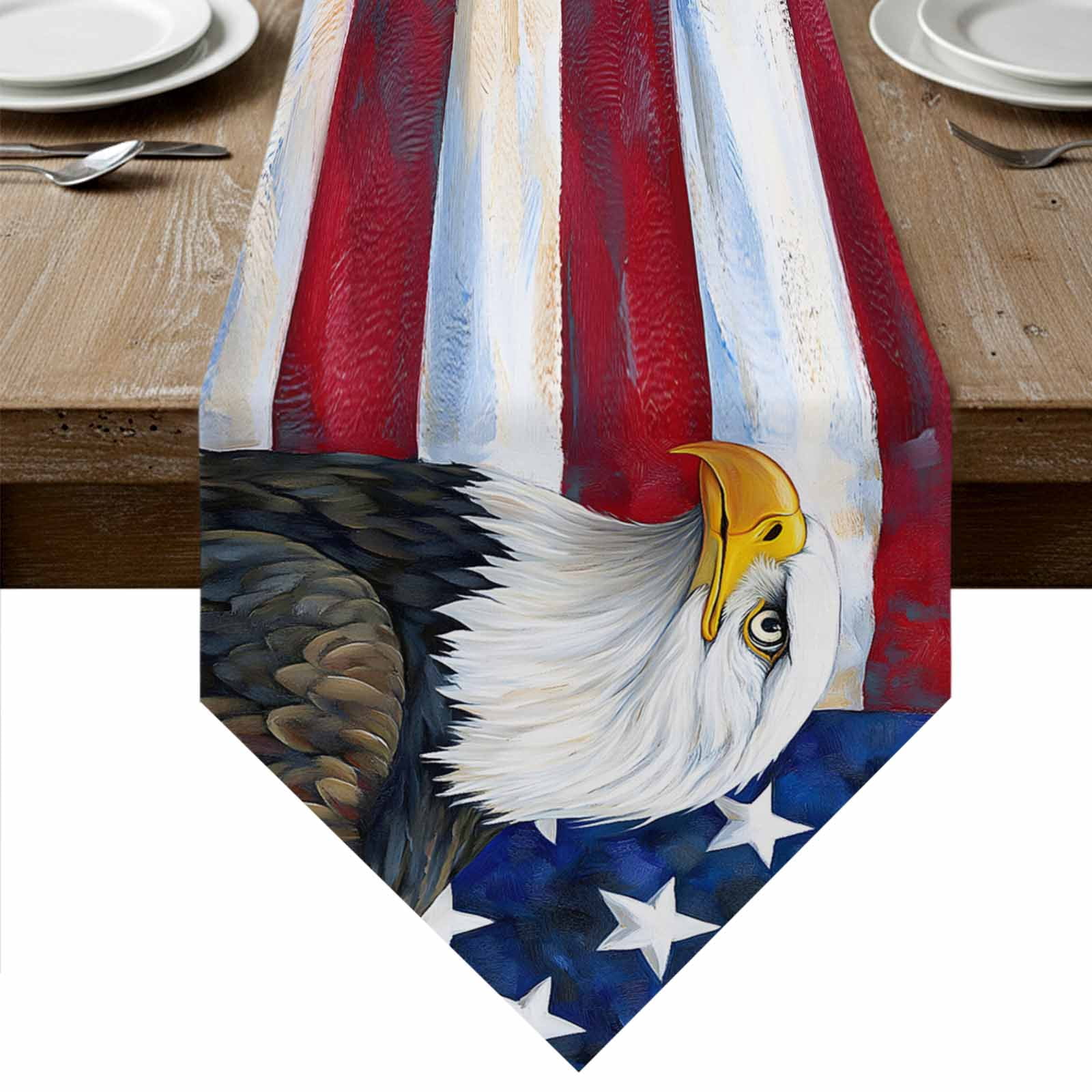 4th of July Table Runner Linen Burlap Table Runner 60 Inches Long ...