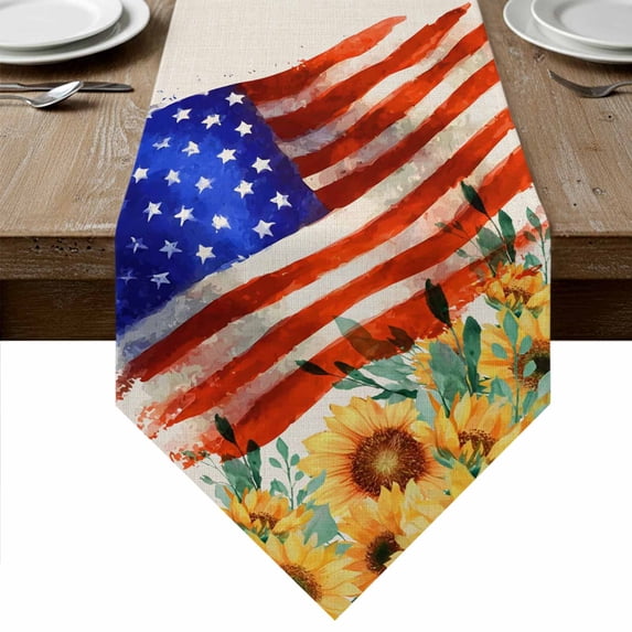 4th of July Table Runner Linen Burlap Table Runner 60 Inches Long ...