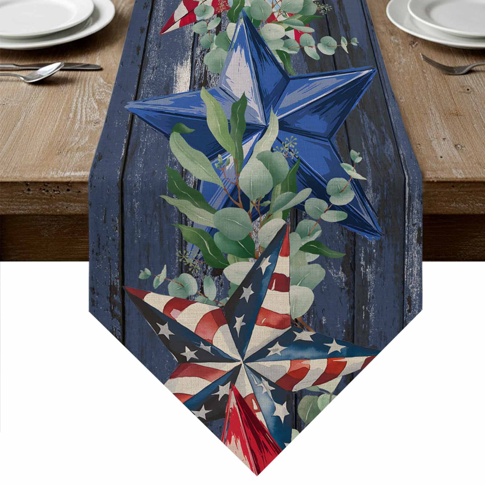 4th of July Table Runner Linen Burlap Table Runner 72 Inches Long ...