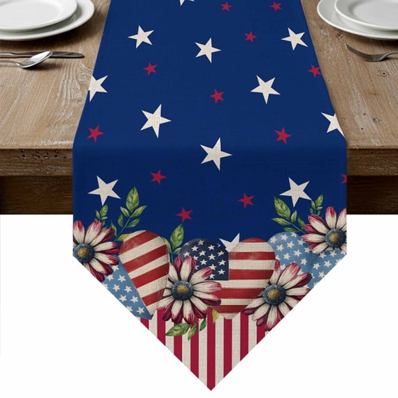 4th of July Table Runner Linen Burlap Table Runner 72 Inches Long Red ...