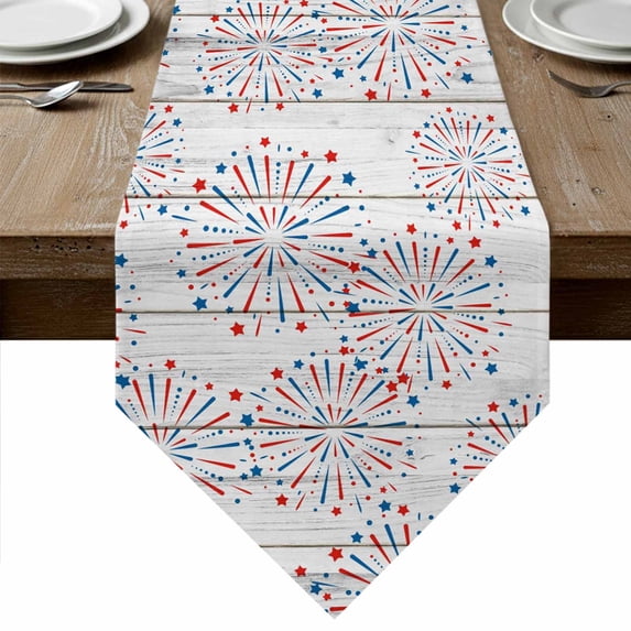 4th of July Table Runner Linen Burlap Table Runner 90 Inches Long ...