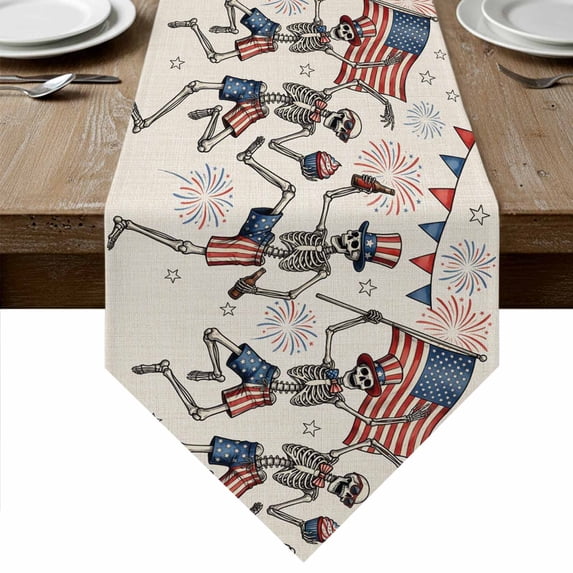 4th of July Table Runner Linen Burlap Table Runner 90 Inches Long ...