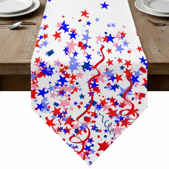 4th of July Table Runner Linen Burlap Table Runner 90 Inches Long Red ...