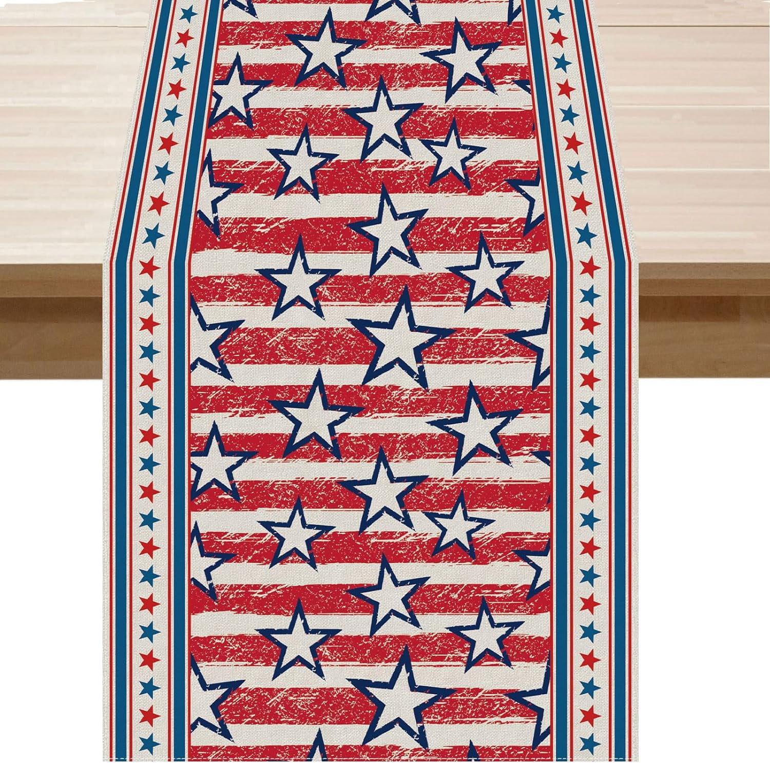 4th of July Table Runner Memorial Day Independence Day Red Stripe Stars ...