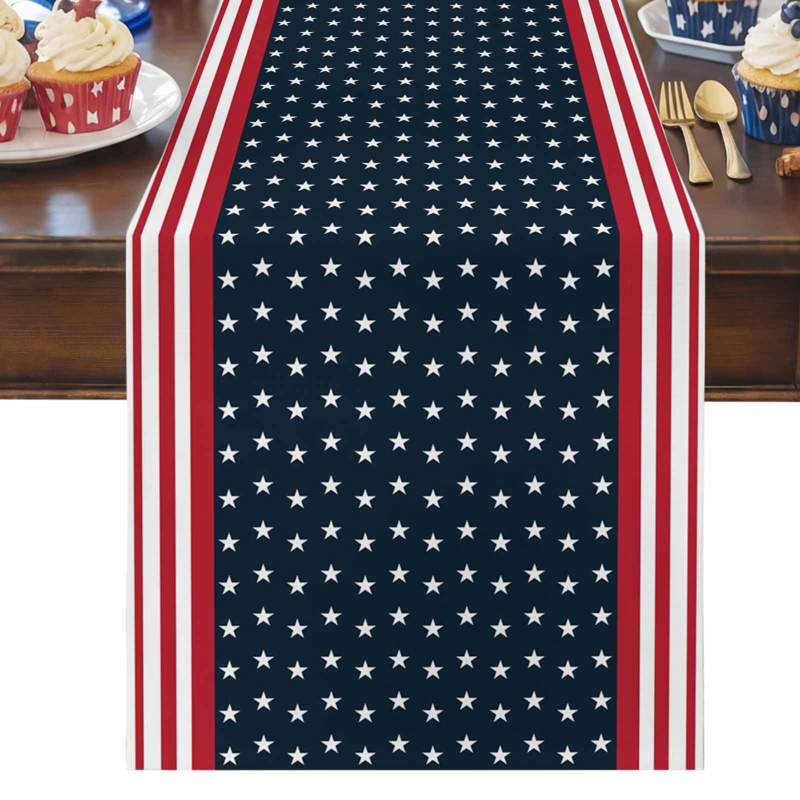 4th of July Table Runner Patriotic American Flag Table Runners Red ...