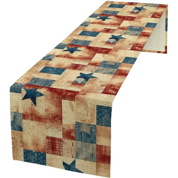 4th of July Table Runner, Rustic Vintage Country Red White Blue ...