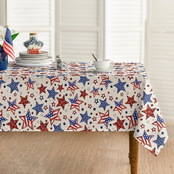 4th of July Tablecloth 60×120 Inch Rectangular, Patriotic Star Strips ...