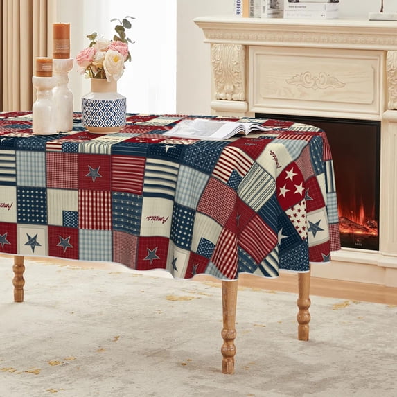 4th of July Tablecloth 60×84 Inch Oval, Veterans Day Decorations Table ...