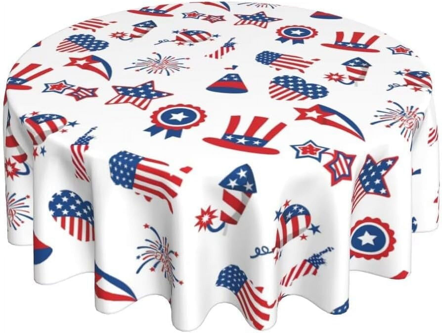 4th of July Tablecloth 60 Inch Round, Patriotic Memorial Day ...
