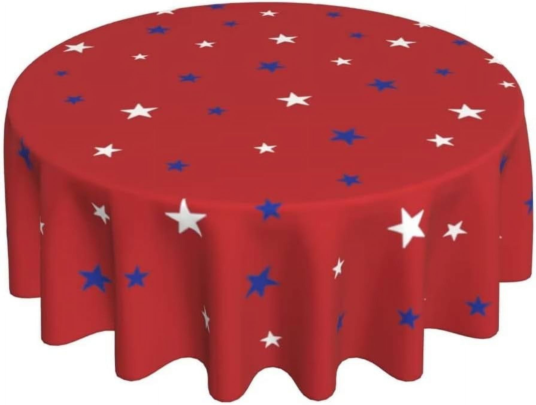 4th of July Tablecloth 60 Inch Round Patriotic Red Blue Star ...