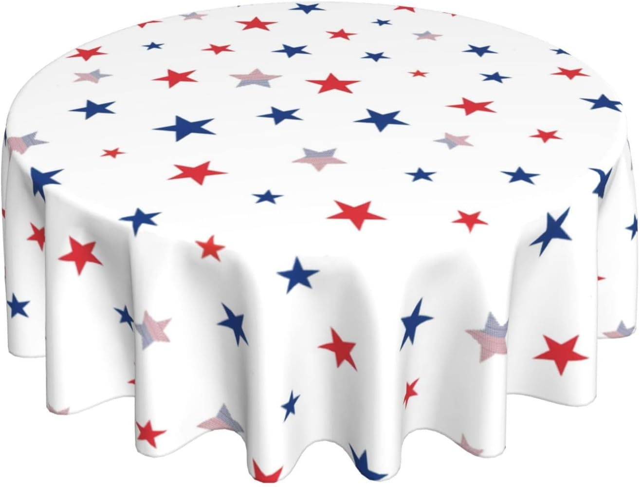4th of July Tablecloth 60 Inch Round, Red Blue Striped Stars ...