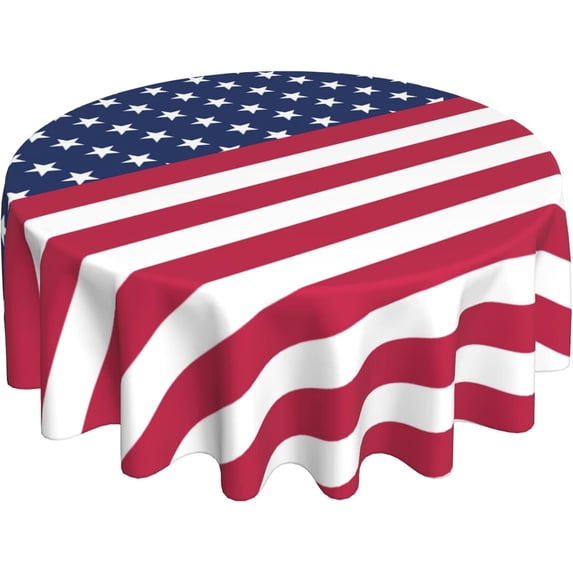 4th of July Tablecloth 70 Inch Round Waterproof Rustic Patriotic Table ...