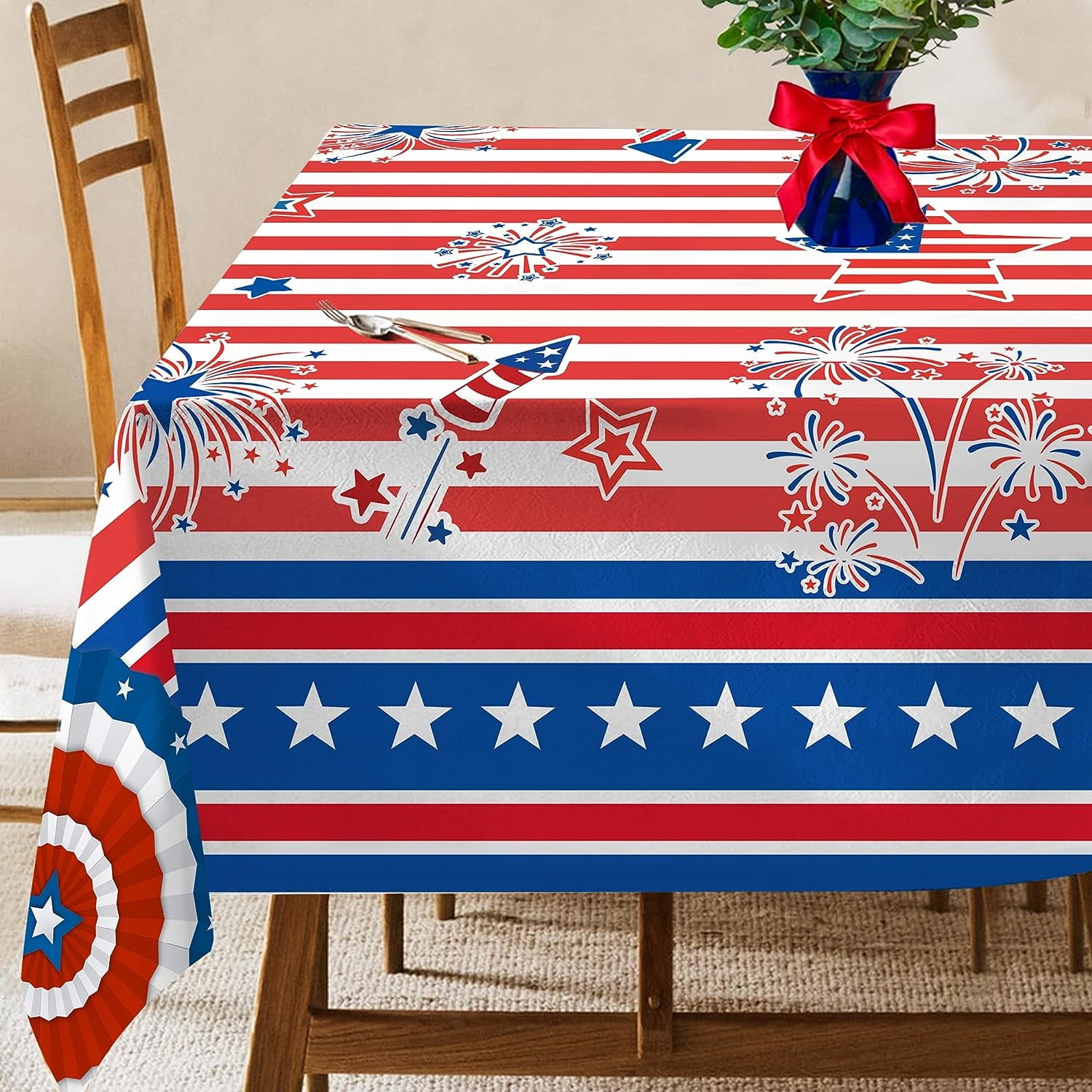 4th of July Tablecloth, Patriotic Table Cloth for Rectangle Tables ...