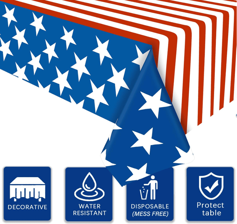 4th of July Tablecloth,Patriotic Tablecloth 54×72 in, American Flag ...
