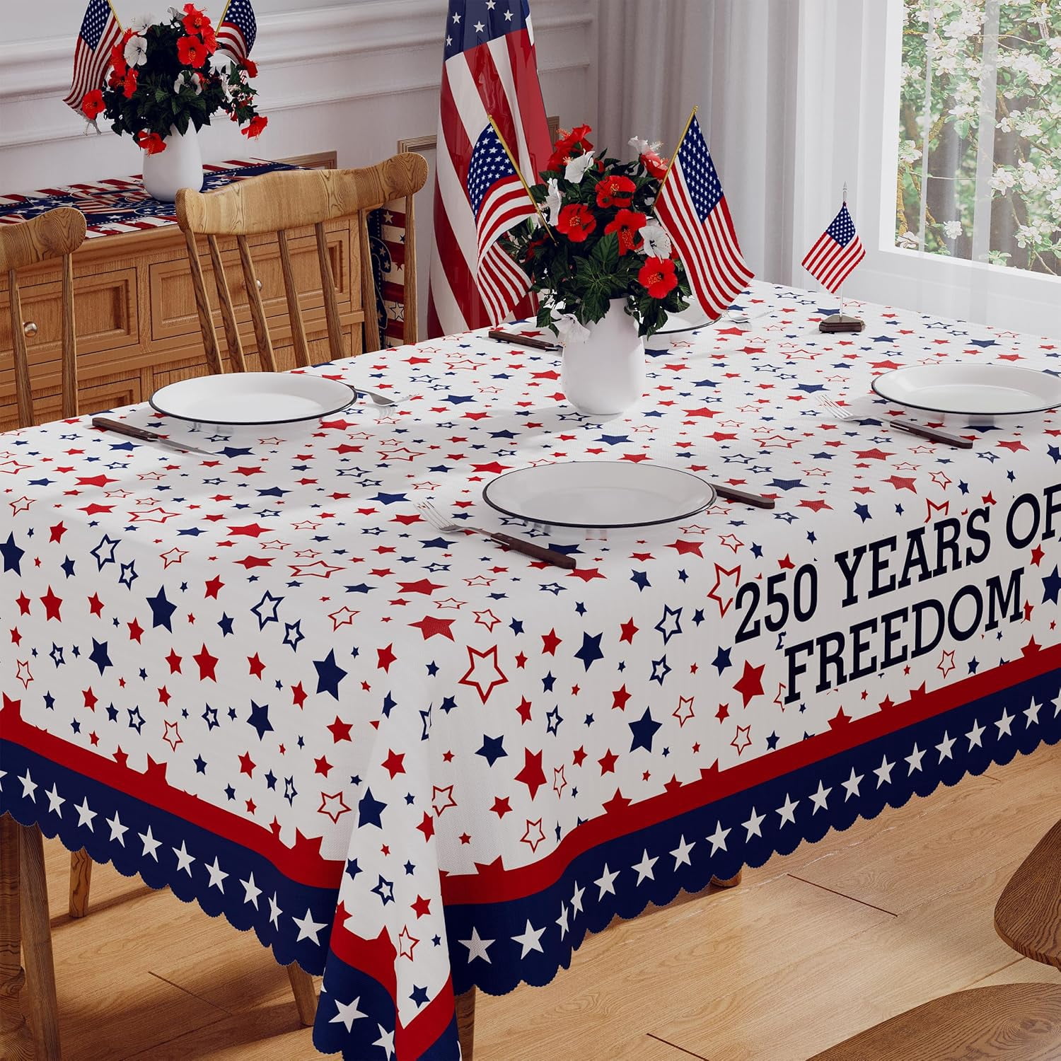 4th of July Tablecloth Rectangle 60x104 Inch, 250 Anniversary USA ...