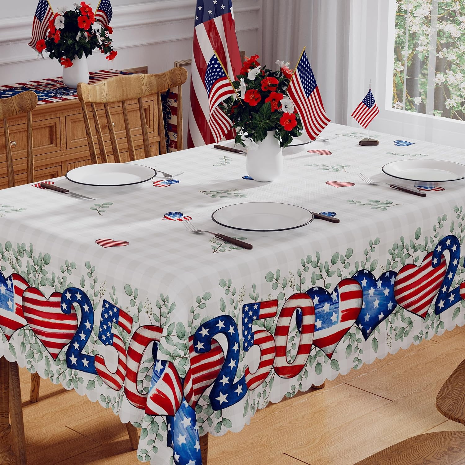 4th of July Tablecloth Rectangle 60x84 Inch, 250 Anniversary USA ...
