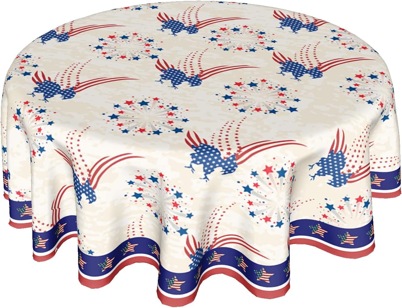 4th of July Tablecloth Round 60 Inch Patriotic American Flag Table ...
