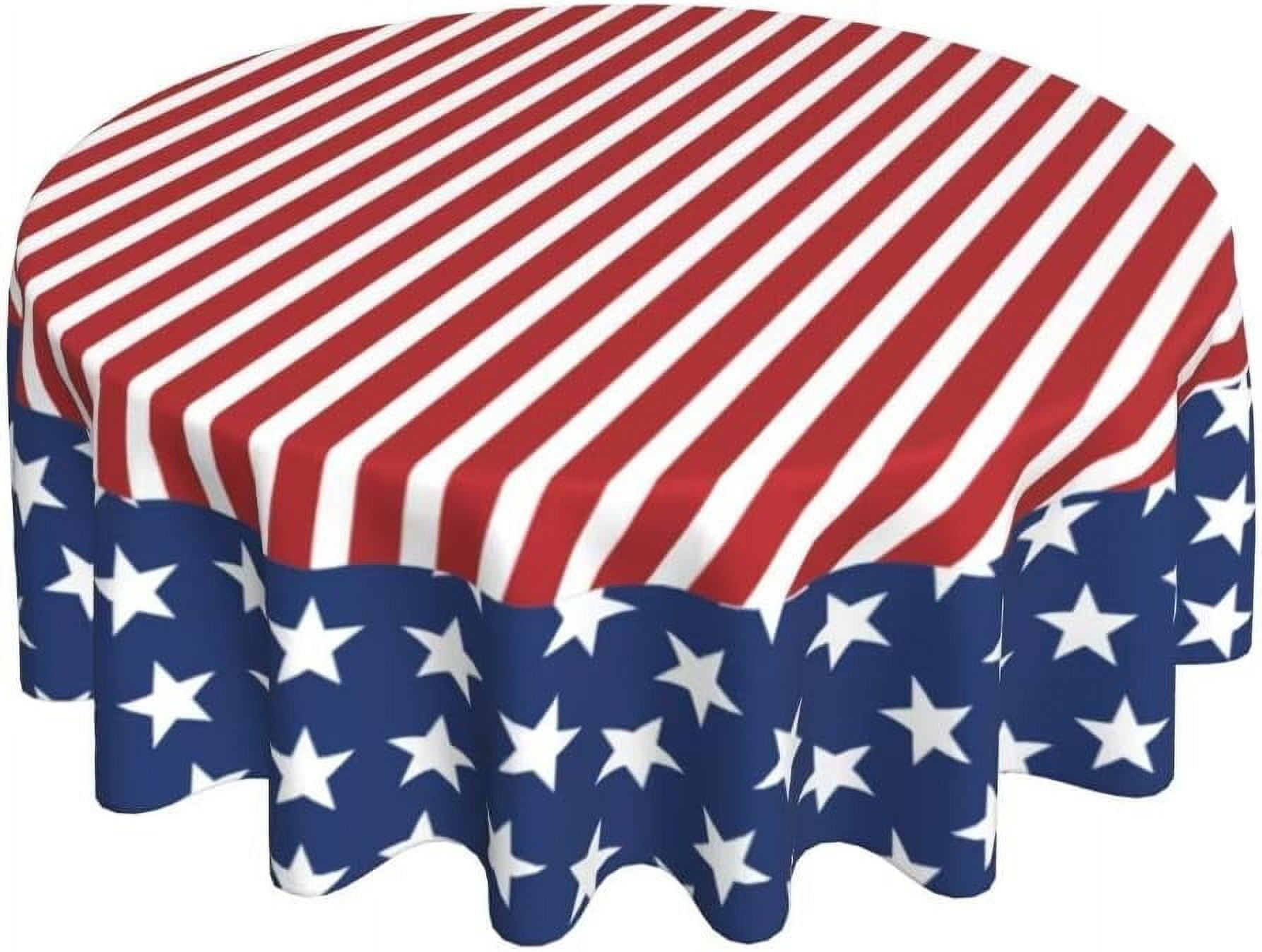 4th of July Tablecloth Round 70x70 Inch, Independence Day American Flag ...