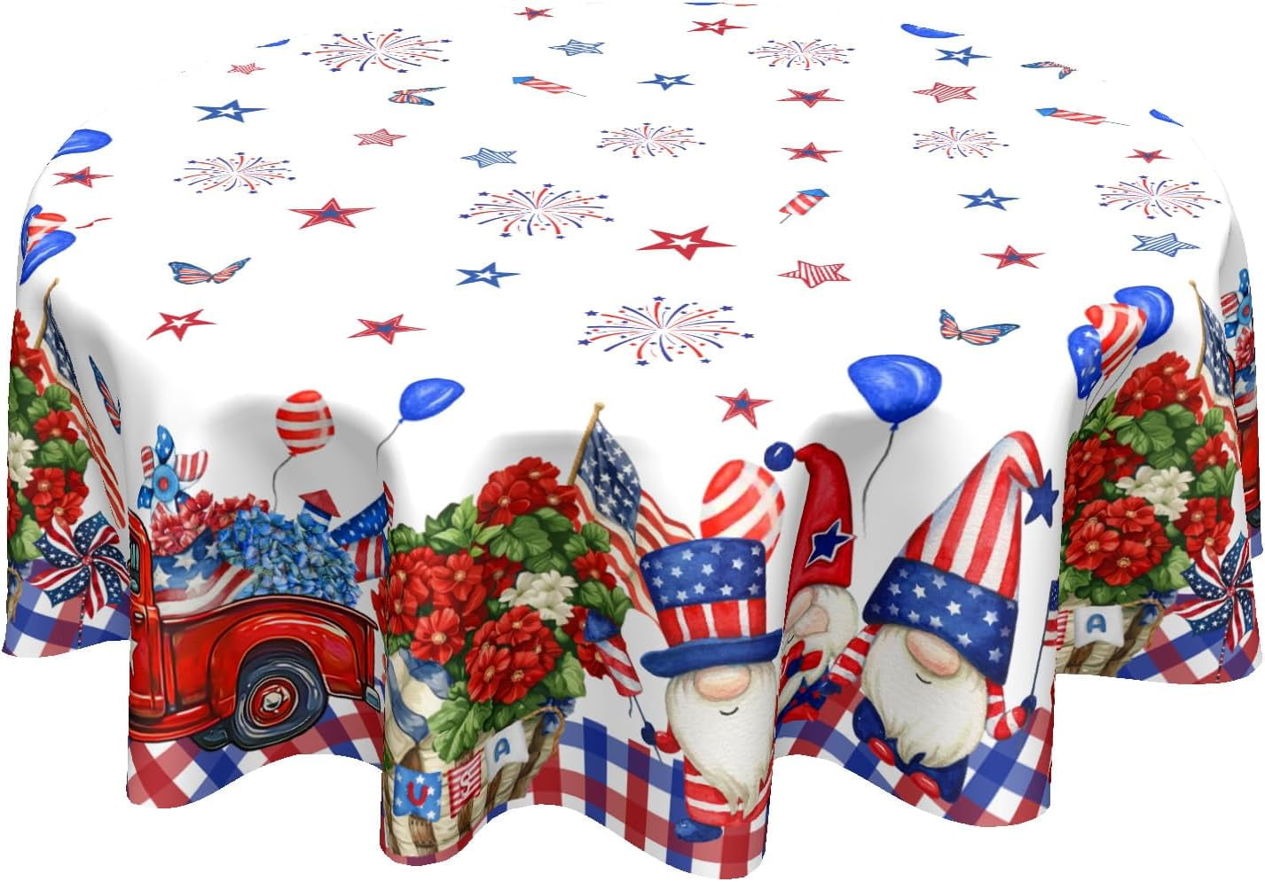 4th of July Tablecloth Round Patriotic American Flag Star Table Cloths ...