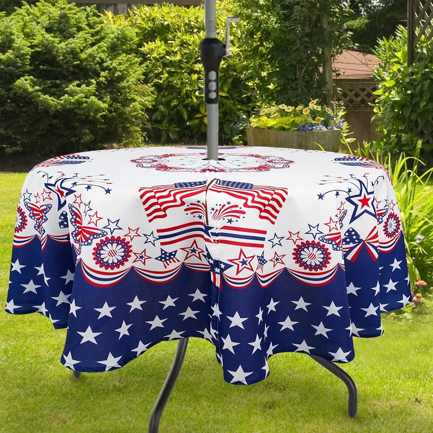 4th of July Tablecloth with Zipper 60x60 Inch American Flag and Star ...