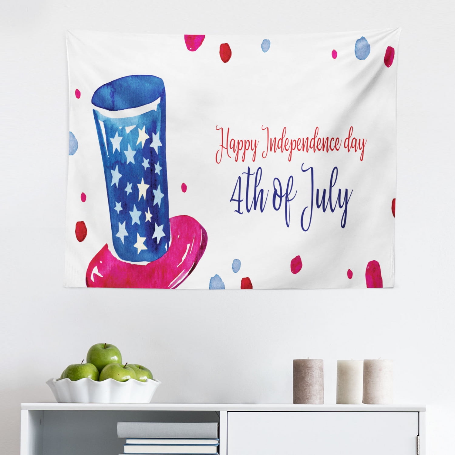 4th of July Tapestry, Independence Day Theme Illustration of Rippled ...
