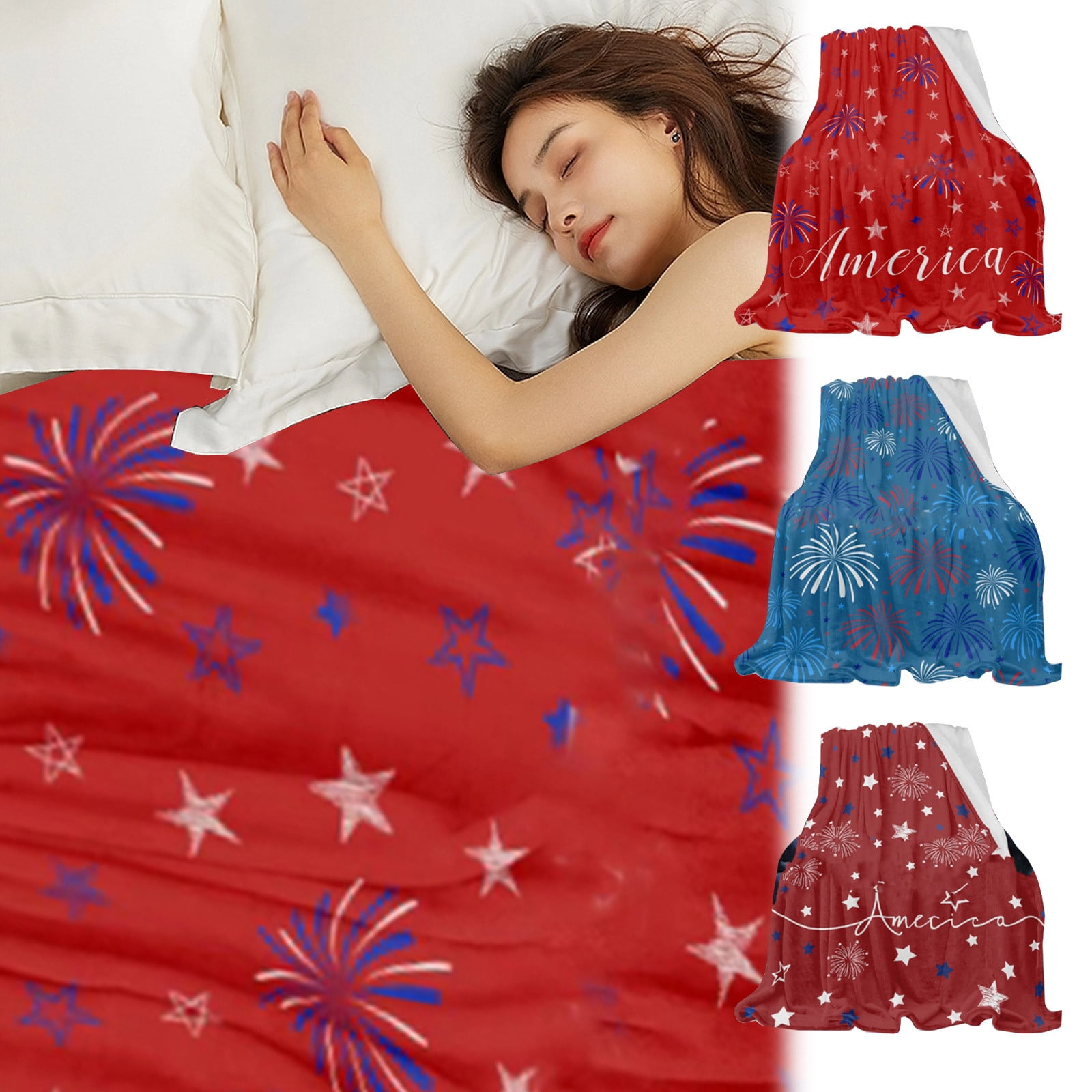 4th of July Throw Blankets, Fireworks Celebration Patriotic Americana ...