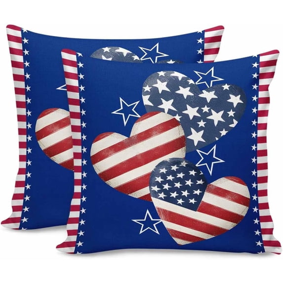 4th of July Throw Pillow Covers 16x16 Inch Set of 2 Patriotic Love ...