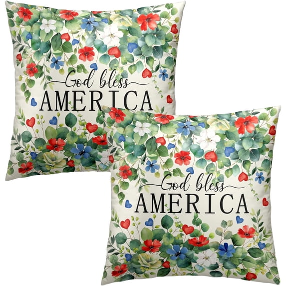 4th of July Throw Pillow Covers God Bless America Pillow Cases Red ...