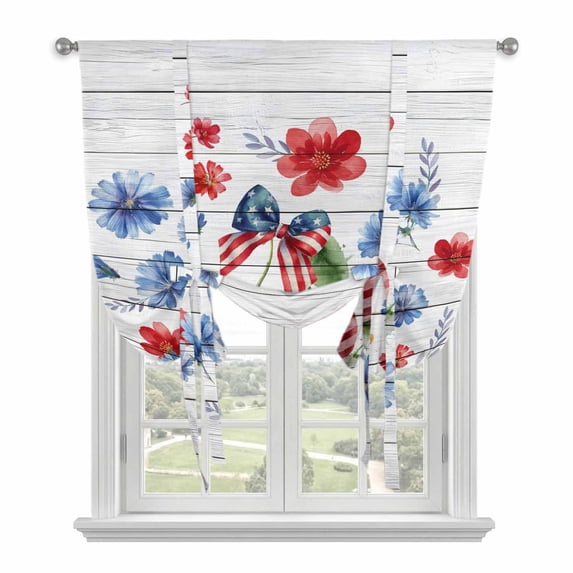 4th of July Tie Up Curtains for Window, Thermal Insulated Balloon Shade ...