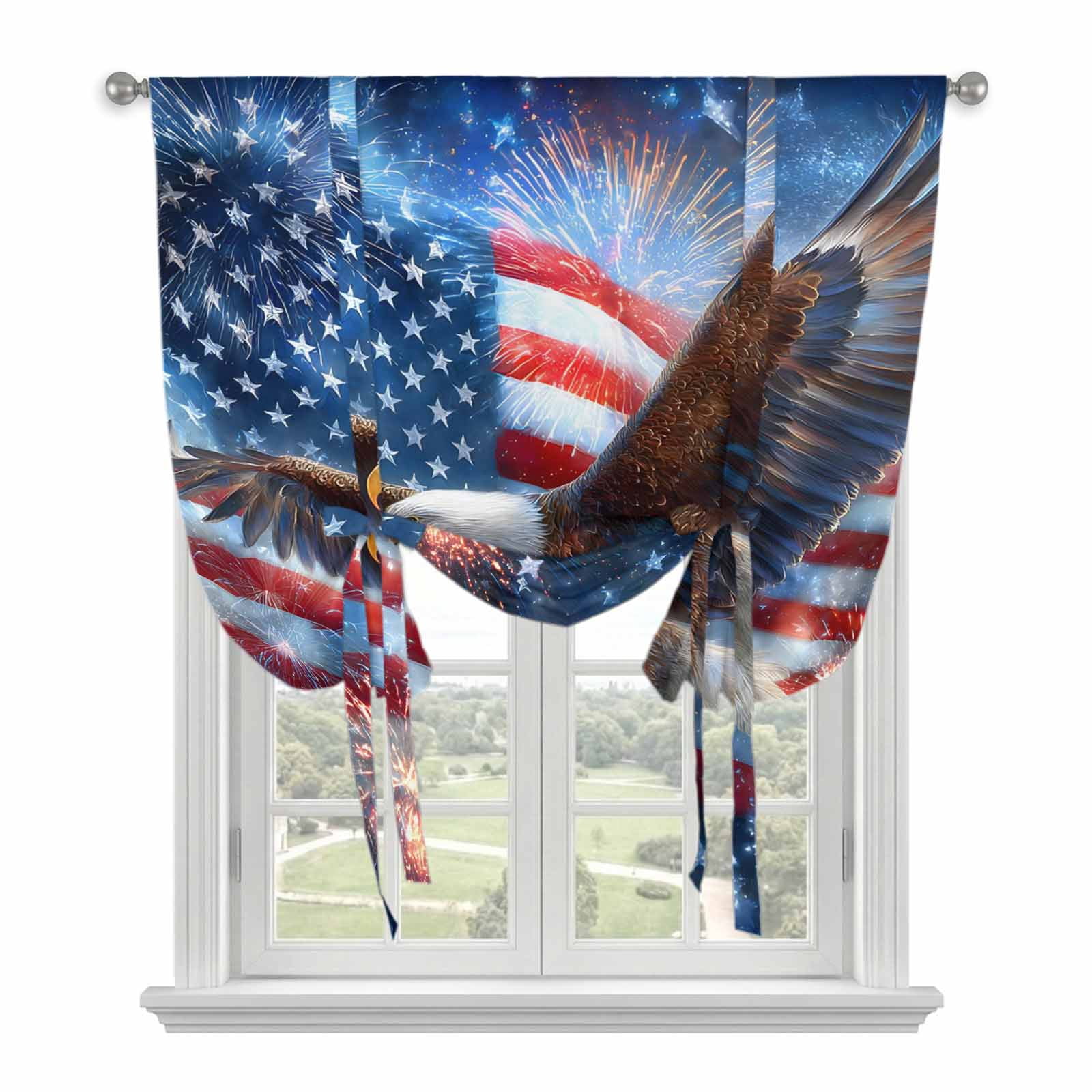 4th of July Tie Up Curtains for Window, Thermal Insulated Balloon Shade ...