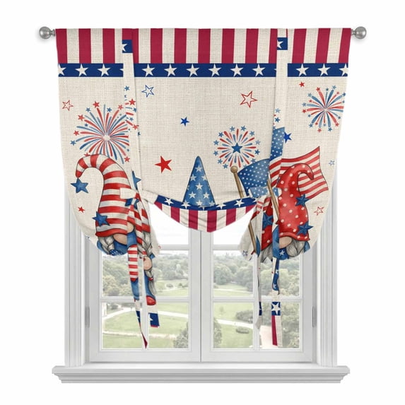 4th of July Tie Up Curtains for Window, Thermal Insulated Balloon Shade ...