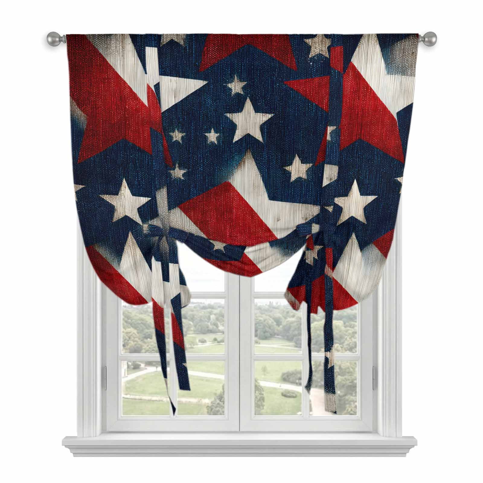 4th of July Tie Up Curtains for Window, Thermal Insulated Balloon Shade ...