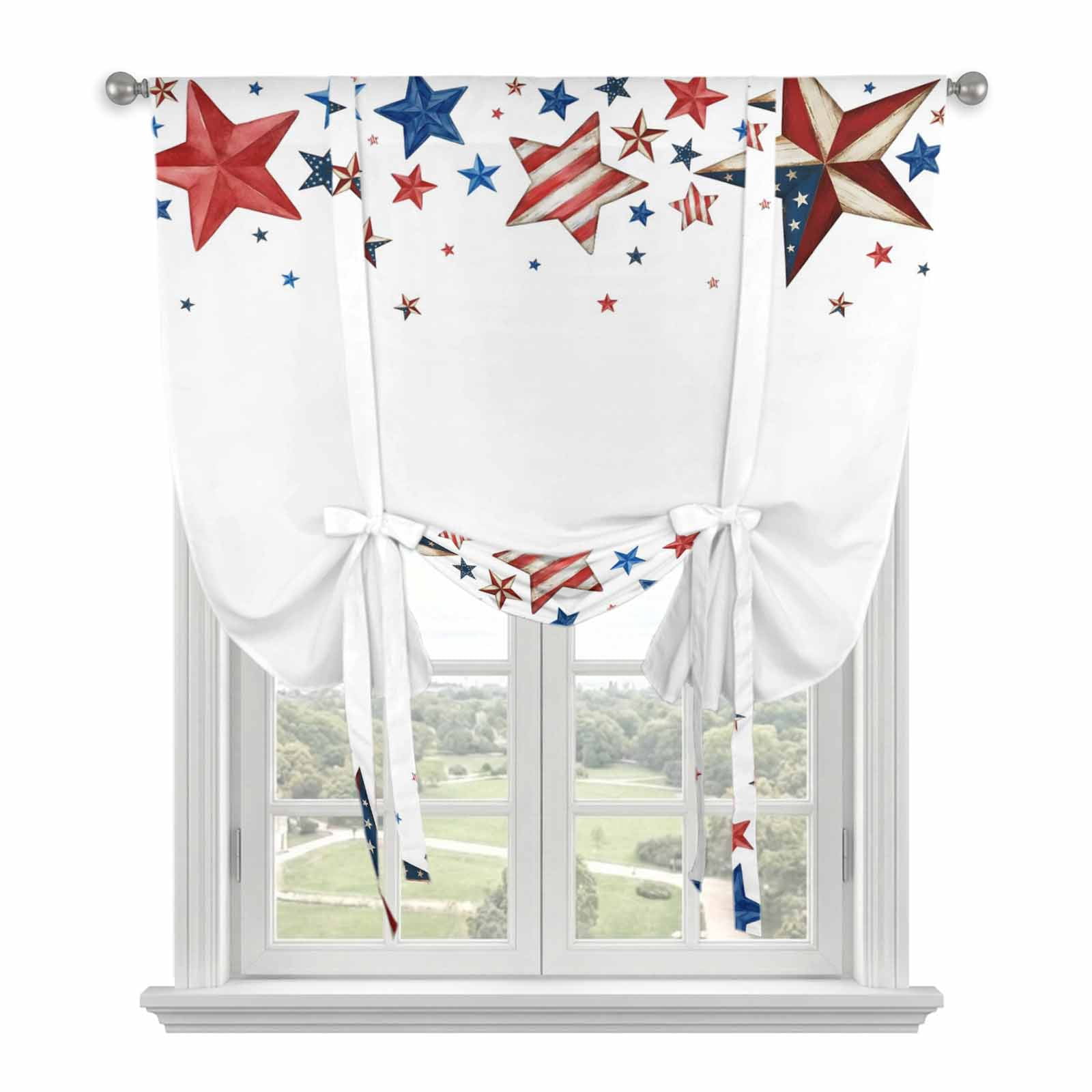 4th of July Tie Up Curtains for Window, Thermal Insulated Balloon Shade ...