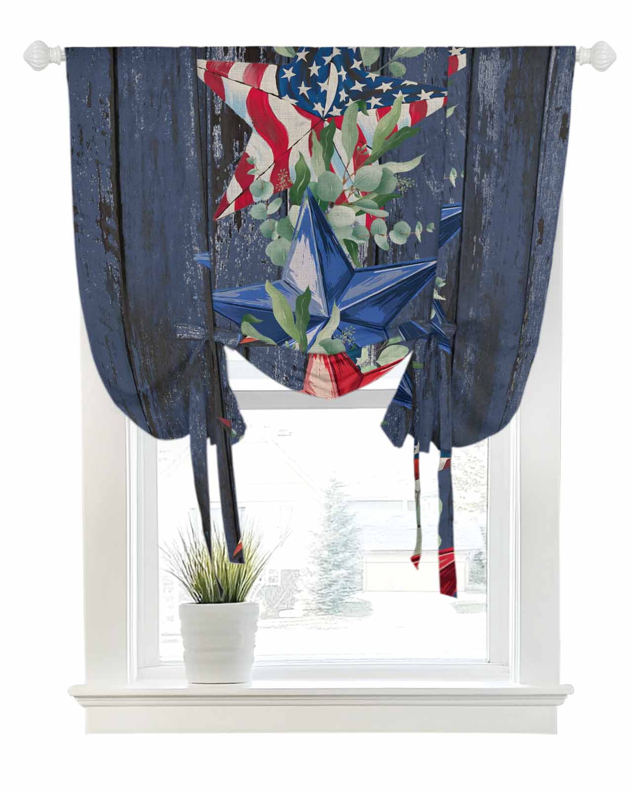 4th of July Tie Up Curtains for Window, Thermal Insulated Balloon Shade ...
