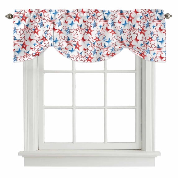 4th of July Tie Up Valance Curtains for Windows, Kitchen Curtains ...