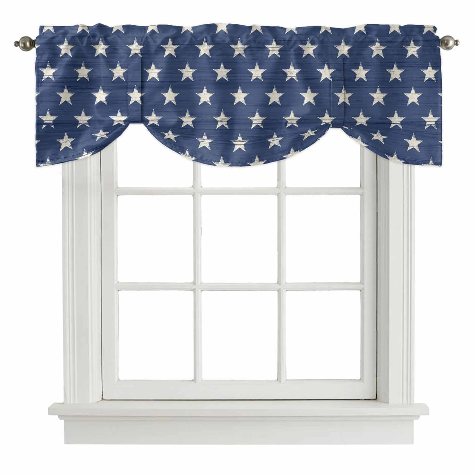 4th of July Tie Up Valance Curtains for Windows, Kitchen Curtains ...