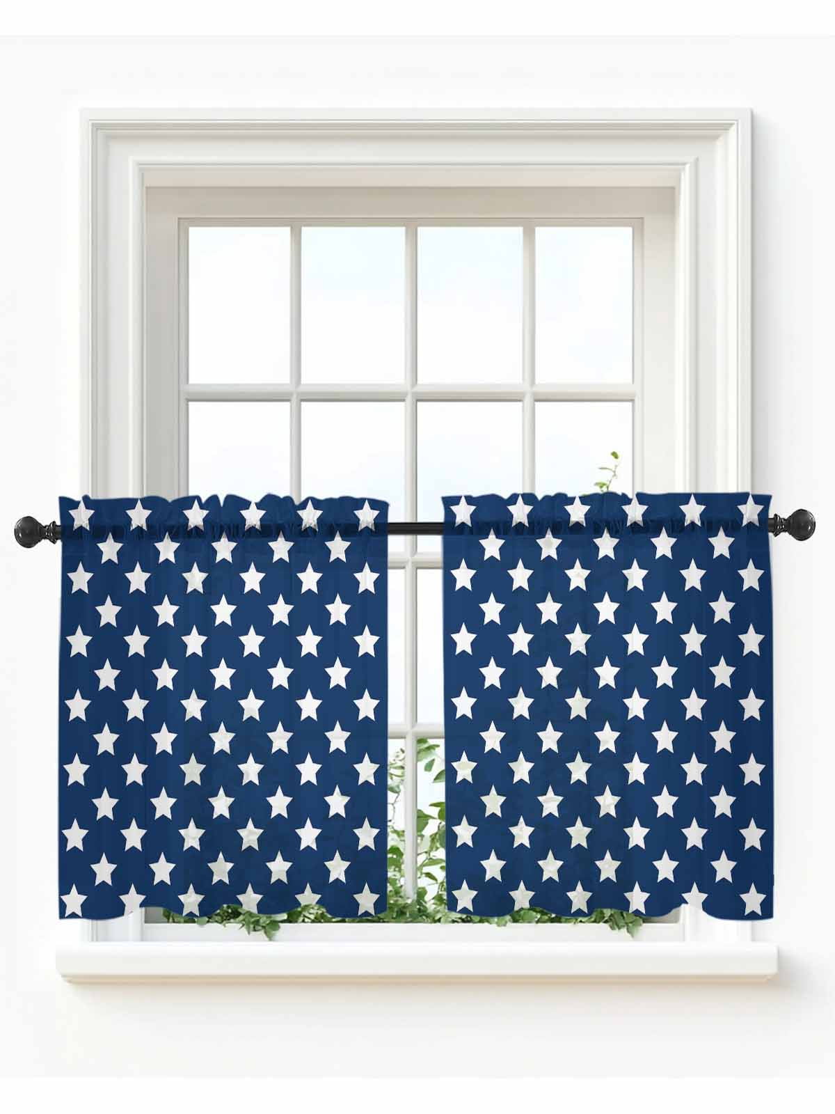 4th of July Tier Curtains 24 Inch Length,Sheer Curtains for Bedroom ...