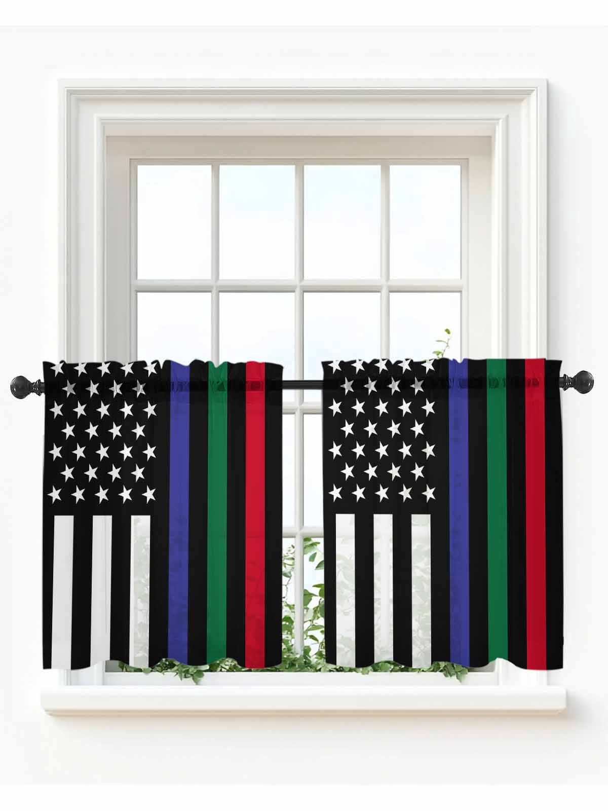 4th of July Tier Curtains 36 Inch Length, Sheer Curtains for Bedroom ...