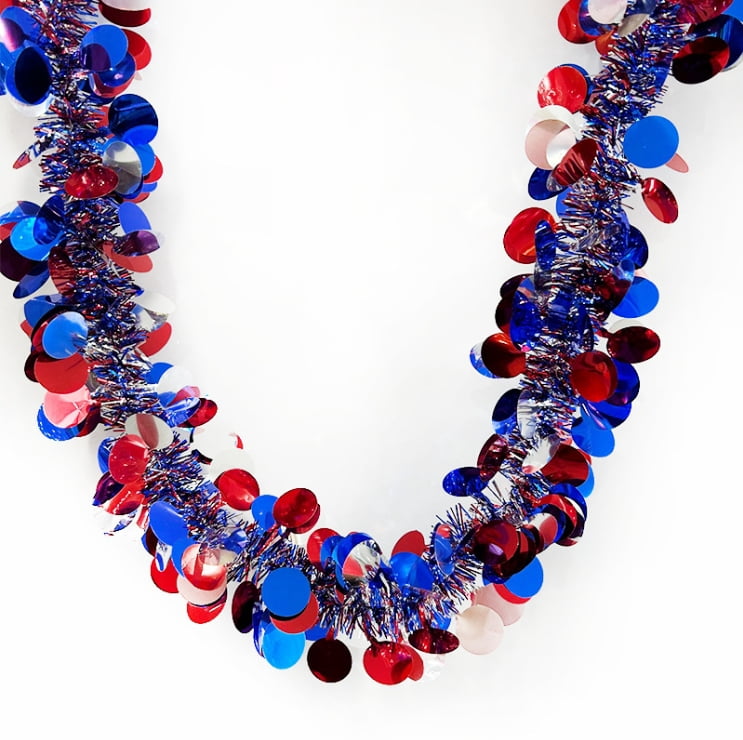 4th of July Tinsel Garland Red White and Blue Garland Patriotic Garland ...