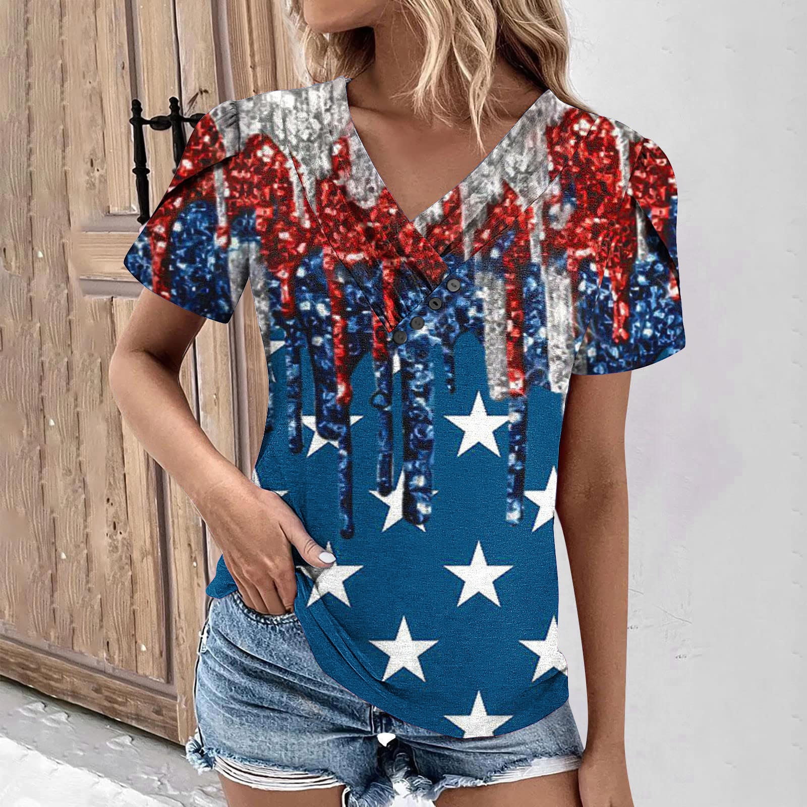 4th Of July Tops For Women Sentmoon Plus Size Tops For Women Flounce