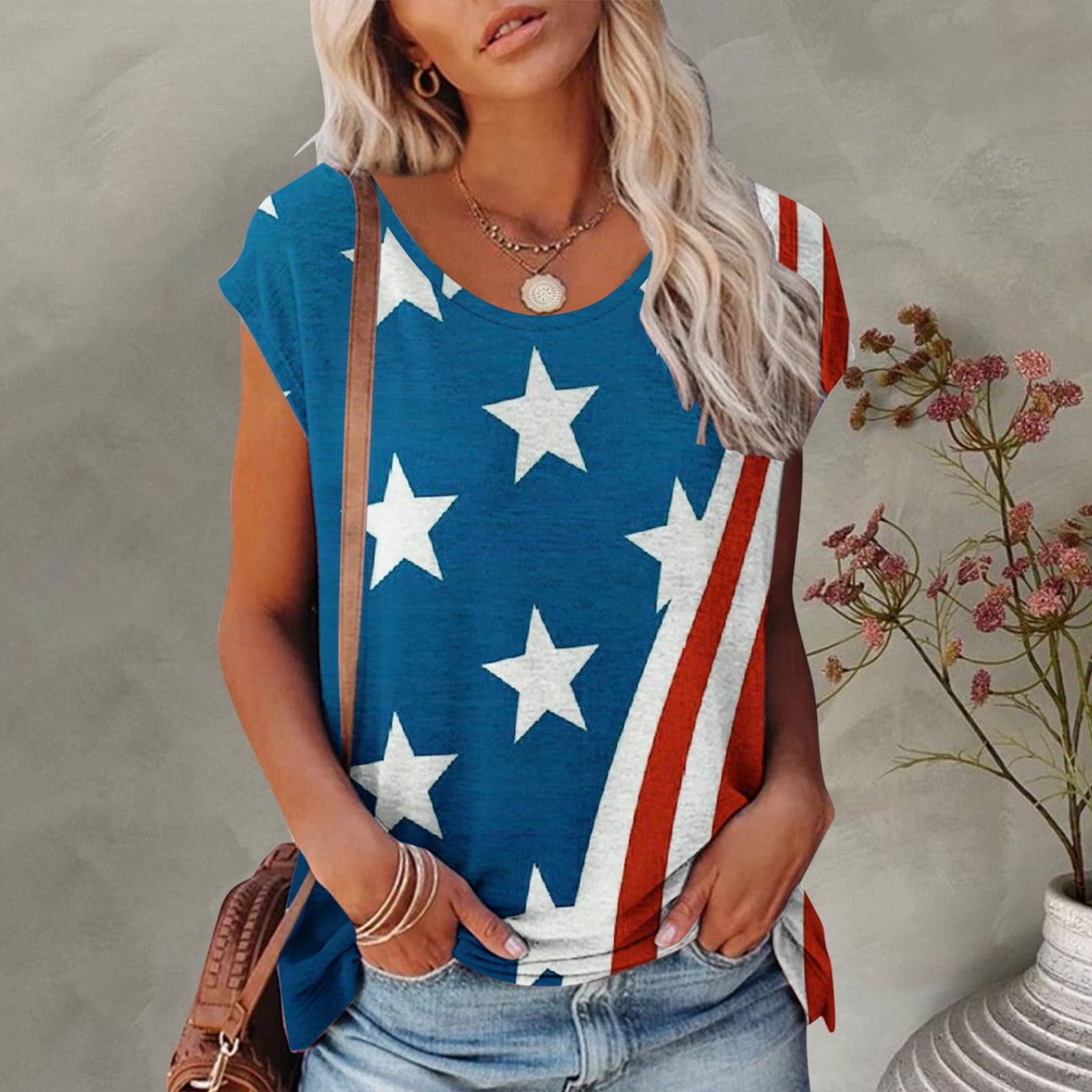 4th Of July Tops For Women Mianht Plus Size Womens Tops Casual Womens