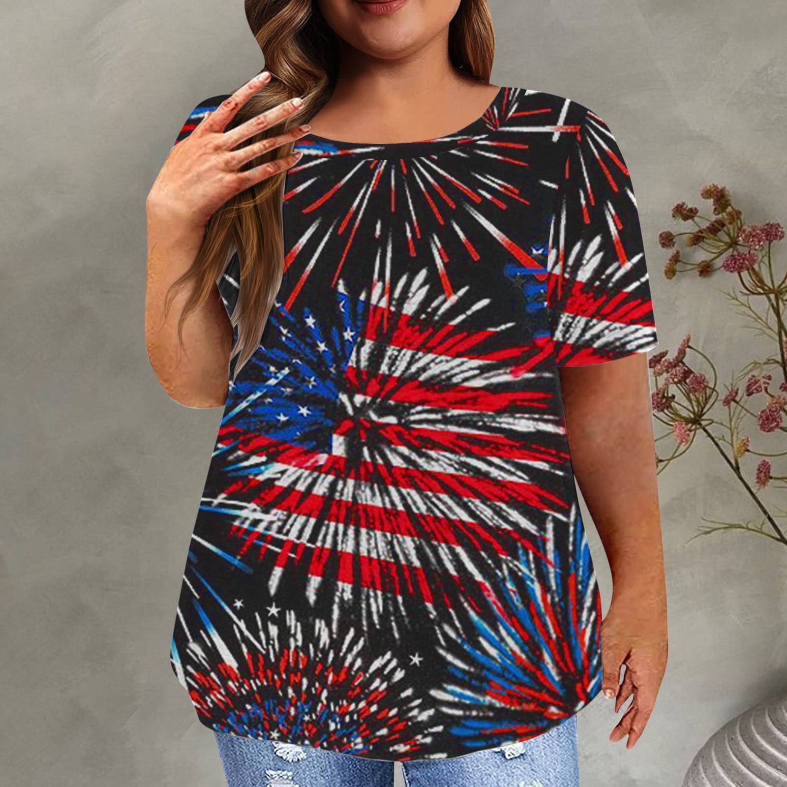 4th Of July Tops For Women Mianht Plus Size Womens Tops Oversize